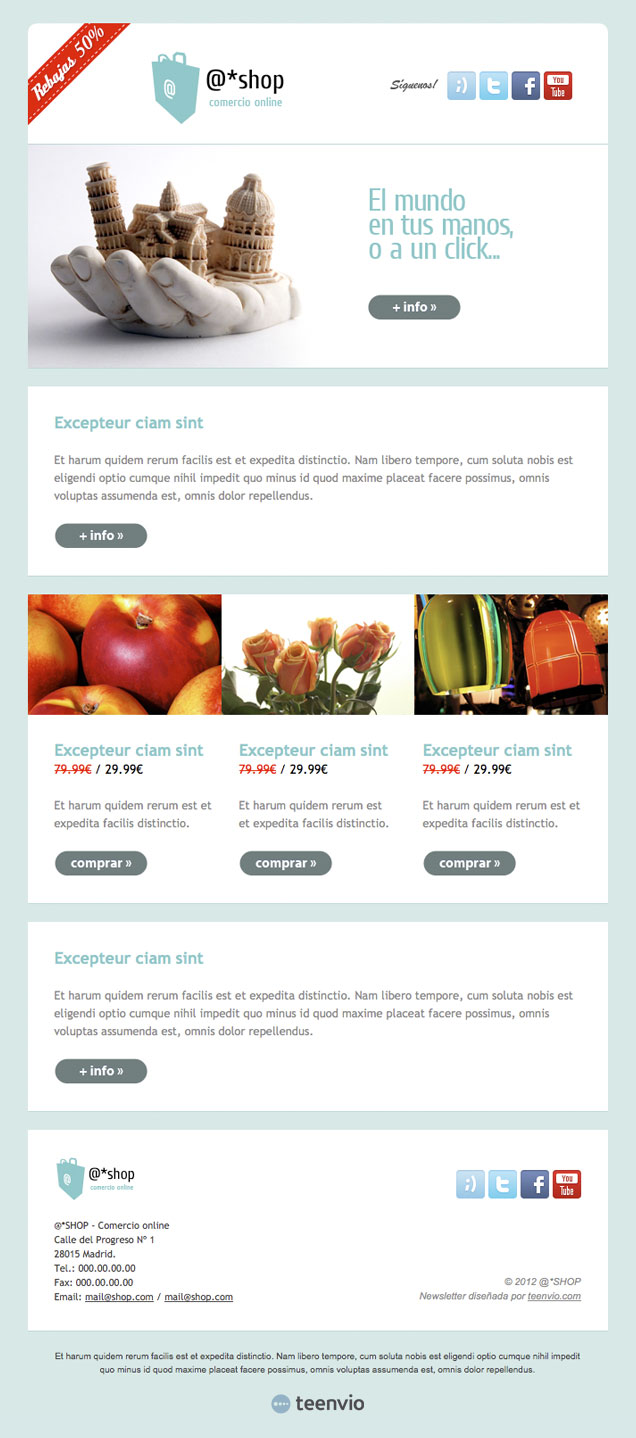 De compras, plantilla HTML gratis para Newsletter en email marketing